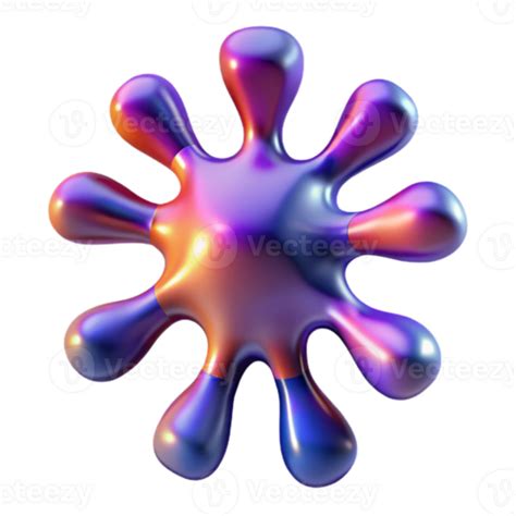 Abstract 3d Render Of Iridescent Blob Multicolored Organic Shape
