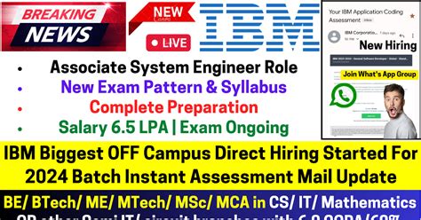 Ibm Started Off Campus Direct Hiring 2024 Batch Associate System Engineer Be Btech Me