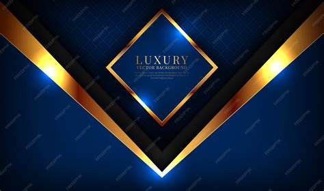 Premium Vector 3d Blue Black Luxury Abstract Background Overlap Layer With Golden Rhombus