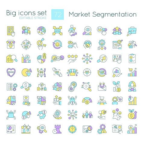 Marketing Segmentation Rgb Color Icons Set Promotional Strategy Target Audience Isolated