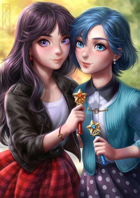Mizuno Ami And Hino Rei Bishoujo Senshi Sailor Moon Drawn By Kotikomori Danbooru