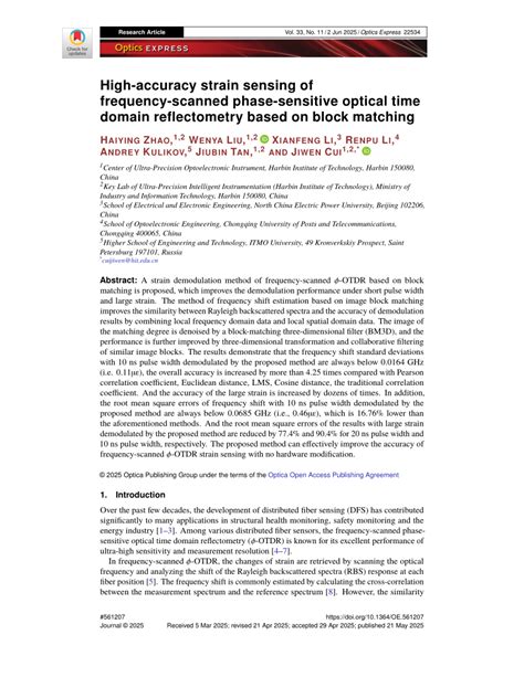 Pdf High Accuracy Strain Sensing Of Frequency Scanned Phase Sensitive Optical Time Domain
