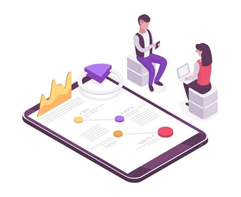 Premium Vector Isometric People Data Analysis Chart Statistics