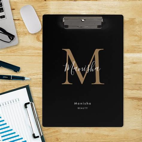 Buy Modern Black Gold Monogram Customized Photo Printed Exam Board