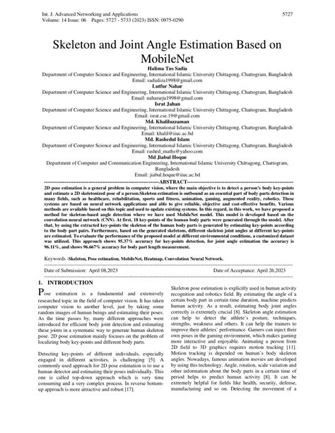 Pdf Skeleton And Joint Angle Estimation Based On Mobilenet