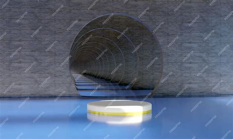 한계 공간 및 흰색 연단 3d 렌더링 배경 프리미엄 사진