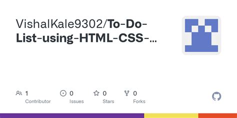 Github Vishalkale To Do List Using Html Css And Javascript