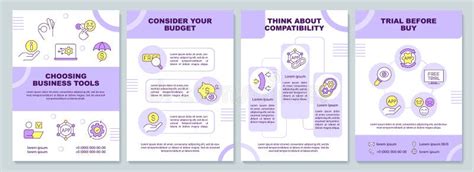 Choosing Business Tools Purple Brochure Template Stock Vector