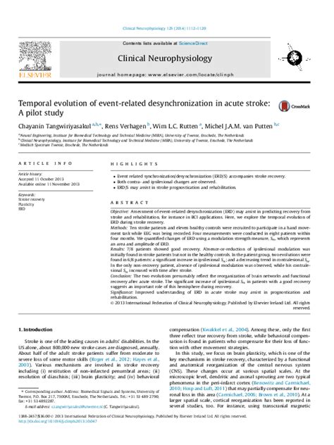 Pdf Temporal Evolution Of Event Related Desynchronization In Acute