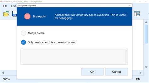 Flowgorithm Conditional Breakpoint Testingdocs