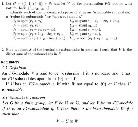 Solvedlet G 1 2 3 4 â‚¬ S4 And Let V Be The Permutation Fg