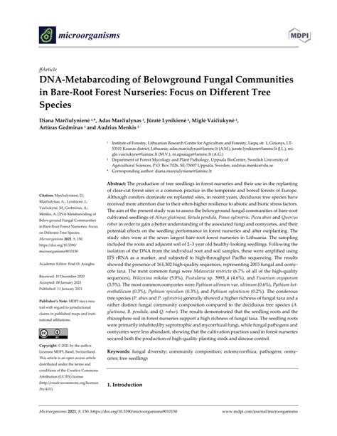 Pdf Dna Metabarcoding Of Belowground Fungal Communities In Bare Root Forest Nurseries Focus