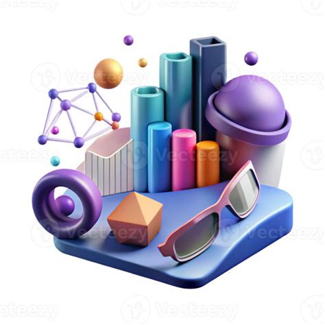 Beautiful Artistic Virtual Reality Data Visualization Charts And Graphs Isolated Element