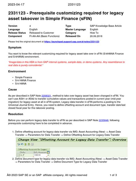 Prerequisite Customizing Required For Legacy Pdf Computing
