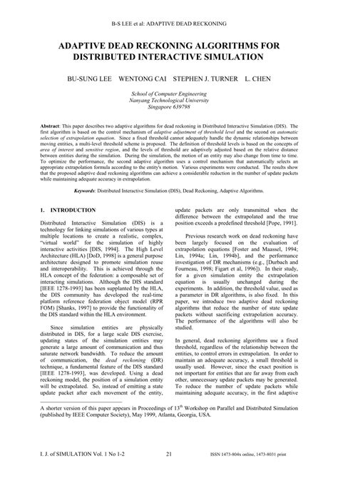 pdf adaptive dead reckoning algorithms for distributed interactive