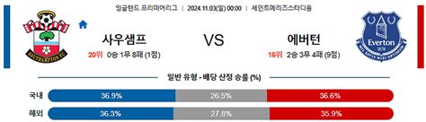 사우샘프턴vs에버턴 울버햄튼vs크리스탈팰리스 프리미어리그 11월03일