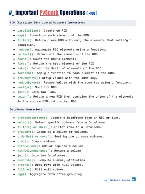 Important Pyspark Operations 1698872557 Pdf Matrix Mathematics Vertex Graph Theory