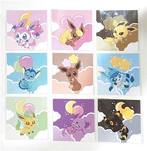 Pokemon Eeveelution Mini Art Prints Etsy