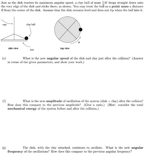 just as the disk reaches its maximum angular speed clay ball of mass m