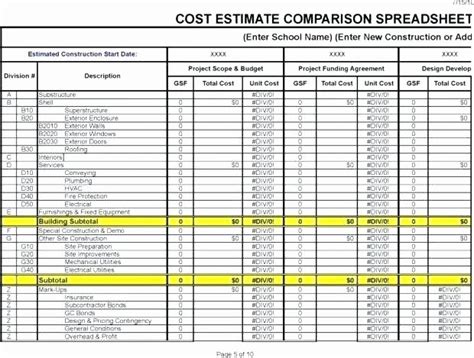 Excel Price Sheet Template Inspirational Pany Parison Template Price Sheet Matrix Bid Excel