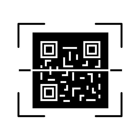 Qr Code Scanner Glyph Icon Quick Response Code Matrix Barcode Scanning App Silhouette Symbol