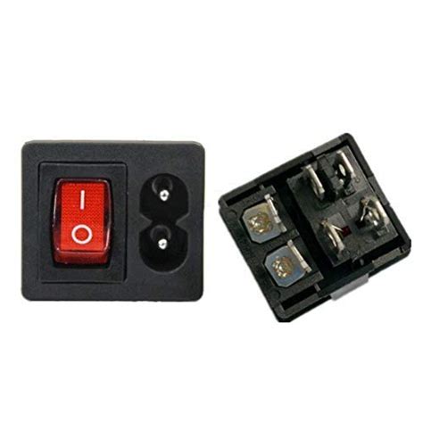 CentIoT IEC C Power Cord Inlet Socket Receptacle ON Off PIN DPST Rocker Switch Red LED