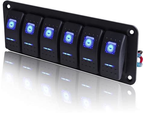 Allecto Plus 6 Voudig Toggle Schakelpaneel Met Blauw Verlichte Rocker