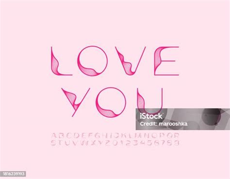 아름 다운 우아한 알파벳 글꼴 로고 타입 청첩장 또는 패션 디자인 핑크 문자와 숫자 벡터 일러스트 레이 션 10eps에 완벽한