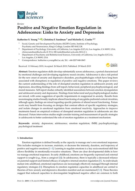 Pdf Positive And Negative Emotion Regulation In Adolescence Links To