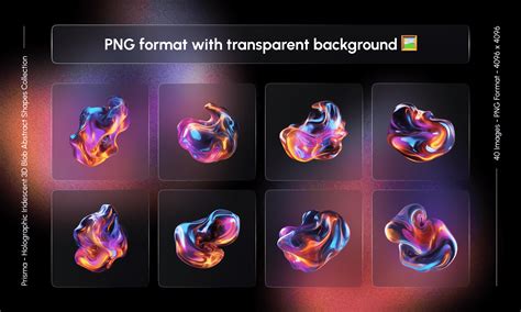 Prisma Holographic Iridescent 3d Blob Abstract Shapes Collection Figma