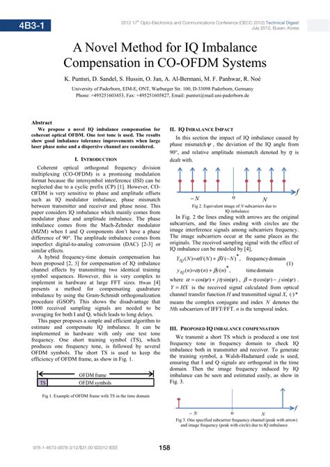 Pdf A Novel Method For Iq Imbalance Compensation In Co Ofdm Systems