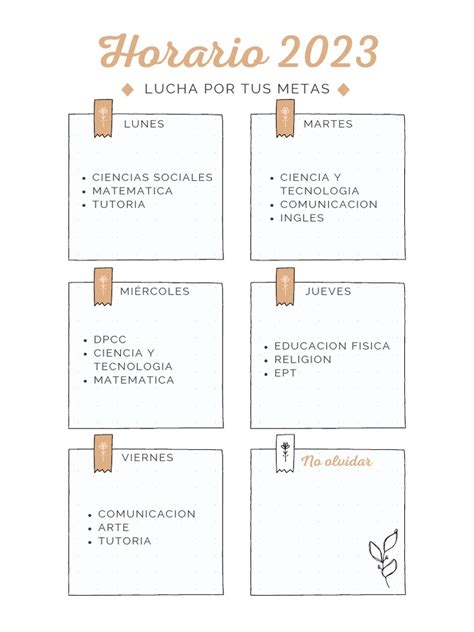 Planificador Semanal Minimalista Delicado Marron Pdf