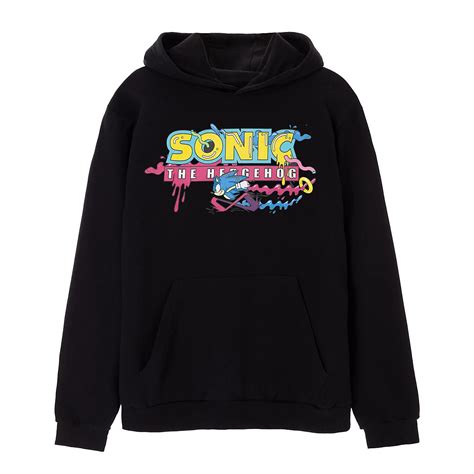Sonic The Hedgehog Mens Black Psychedelic Logo Hoodie Xx Large
