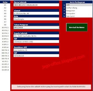Membuat Aplikasi Pembayaran SPP Model Excel Blog Rumus Excel