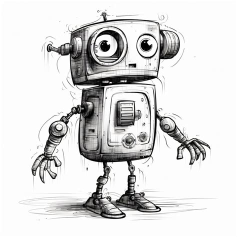 Premium Photo Sketchy Junkbot Clipart Isolated On White Background
