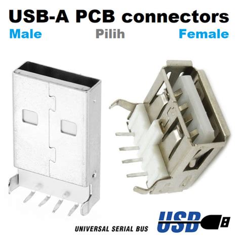 Jual Socket Usb Type A Pcb Hole Connector Male Female Soket Adaptor