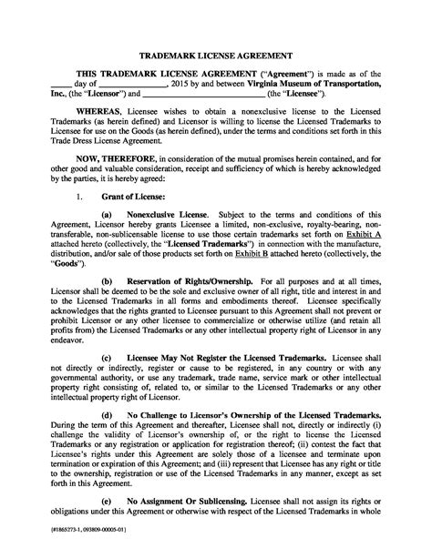 Free Trademark License Agreement Template