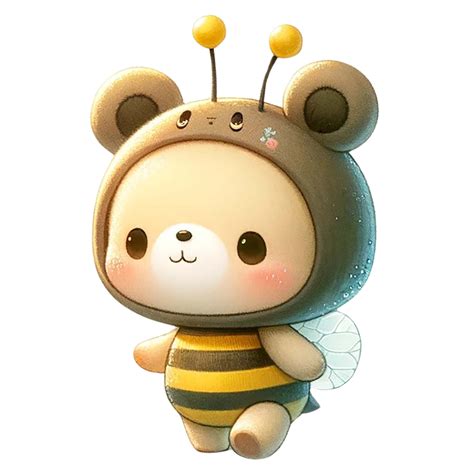 Watercolor Illustration Of Bee Bear Walking Through A Misty Garden 46566722 Png