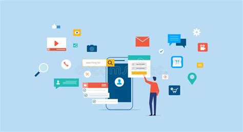Mobile Application Development And Design Process Stock Vector Illustration Of Group Layout