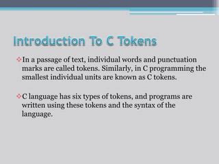 C Tokens PPTX Programming Languages Computing