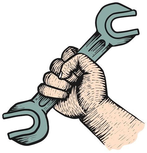 Premium Vector Hand Holding Spanner Wrench Color Vector Illustration