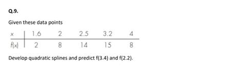 solved q 9 given these data points х 1 6 2 f x 2 8 2 5 3 2