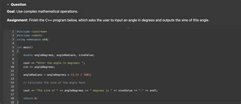 Solved QuestionGoal: Use complex mathematical | Chegg.com