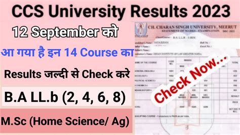 Ccsu Ba Llb Result 2023 Ccsu Result 2023 Ccs University 12 September 2023 Results Update