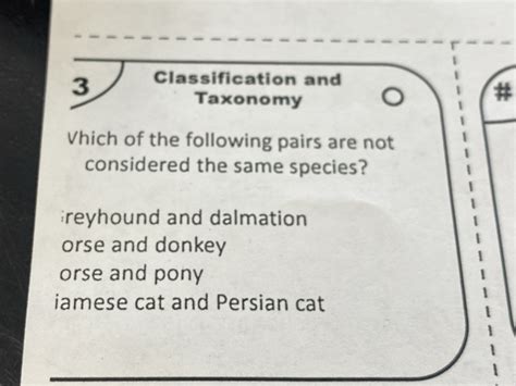 Solved 3 Classification And Taxonomy Vhich Of The Following Pairs