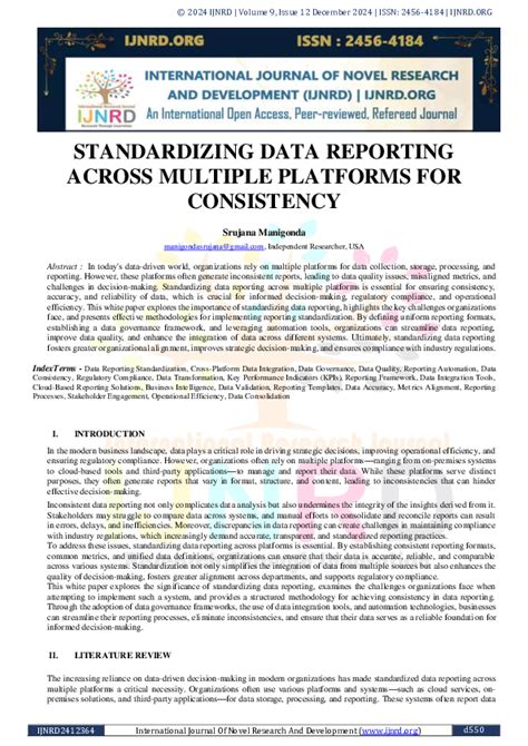 Pdf Standardizing Data Reporting Across Multiple Platforms For Consistency