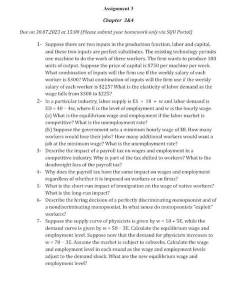 Solved Assignment 3 Chapter 3and4 Due On 30072023 At 1500