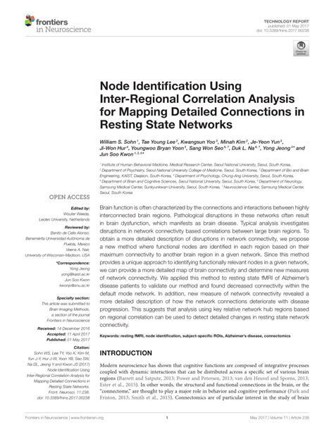 Pdf Node Identification Using Inter Regional Correlation Analysis For