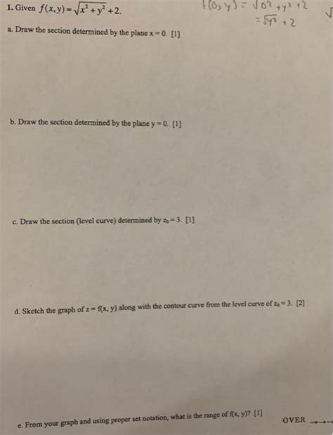solved 1 given f x y x2 y2 2 f 0 y 02 y2 2 y2 2 a draw