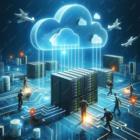 Conceptual Cloud Computing And Data Storage Technology For Future Innovation 3d Render Computer